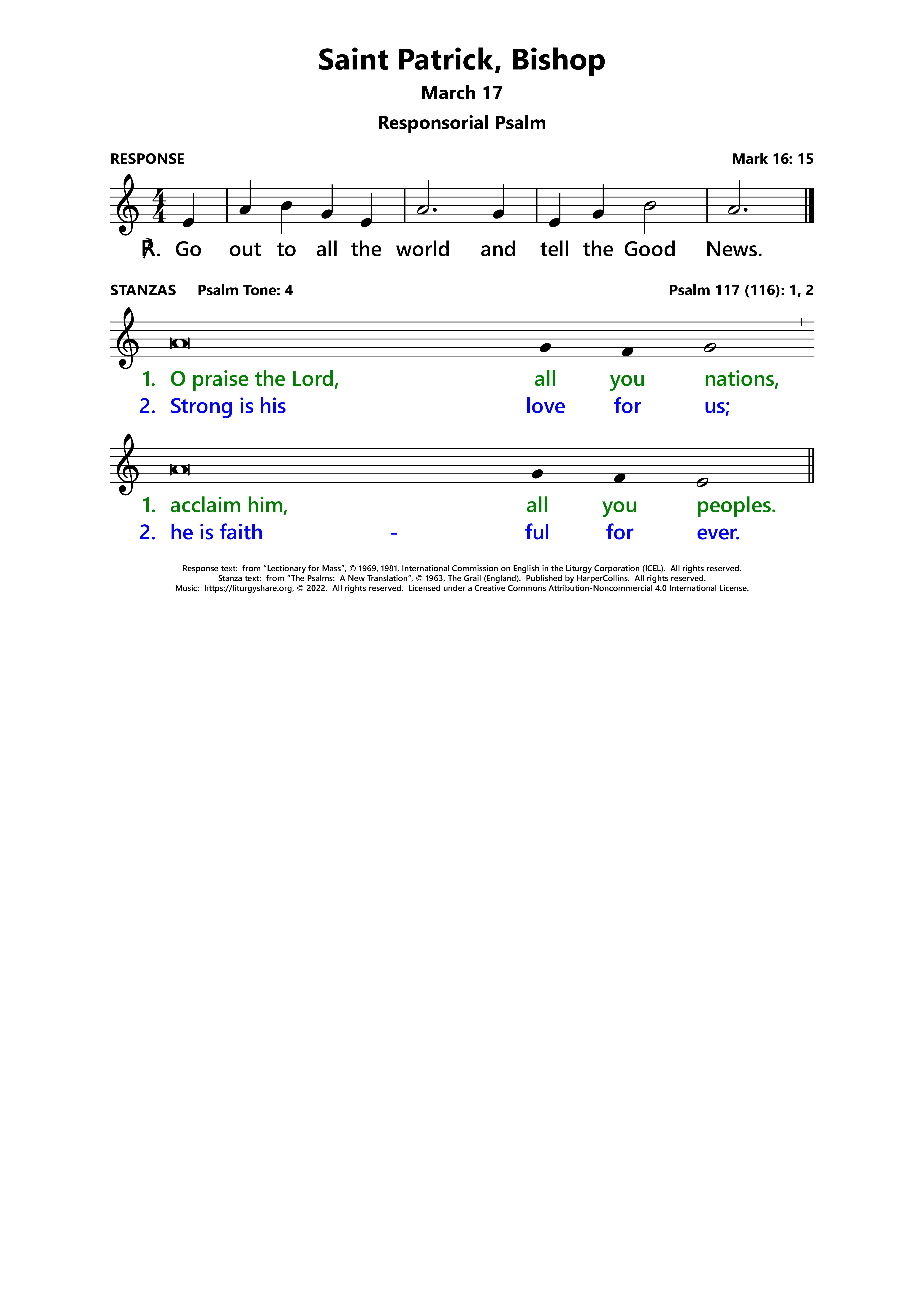 Saint Patrick, Bishop: Responsorial Psalm